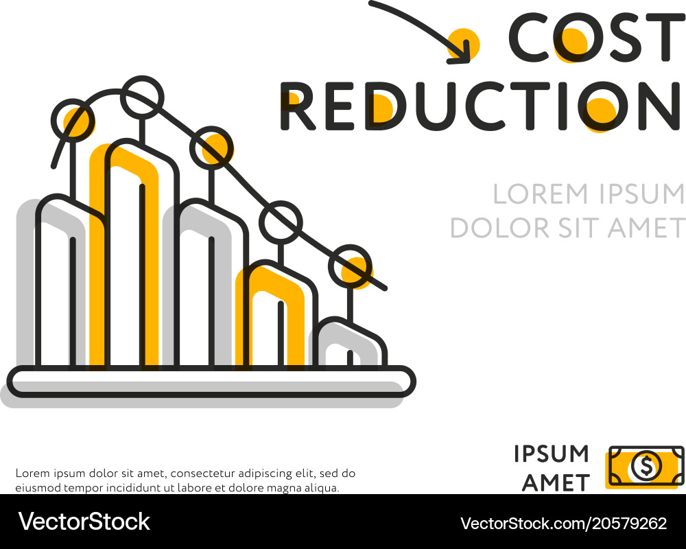 Lowering infographic chart showing cost reduction Vector Image