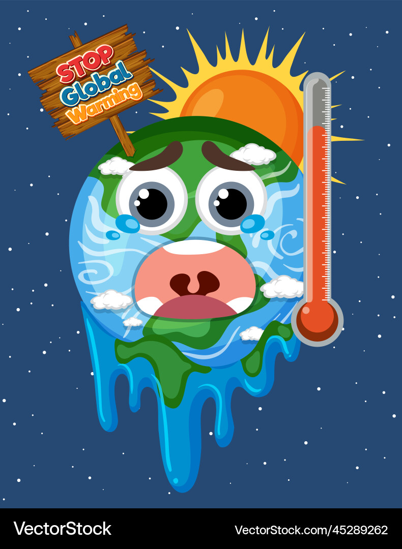 Stop global warming poster design Royalty Free Vector Image