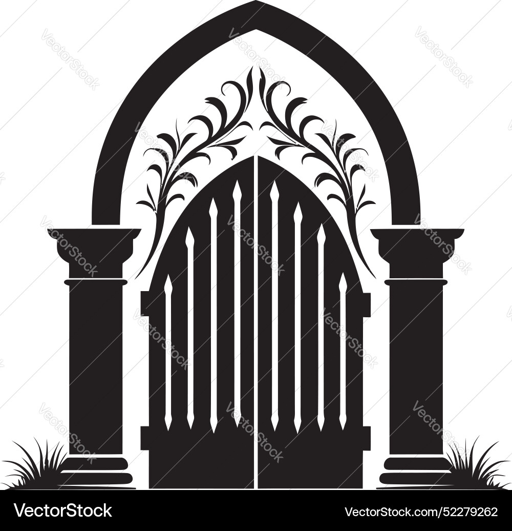 Symbolic entrances church gate scrolls and iconic Vector Image