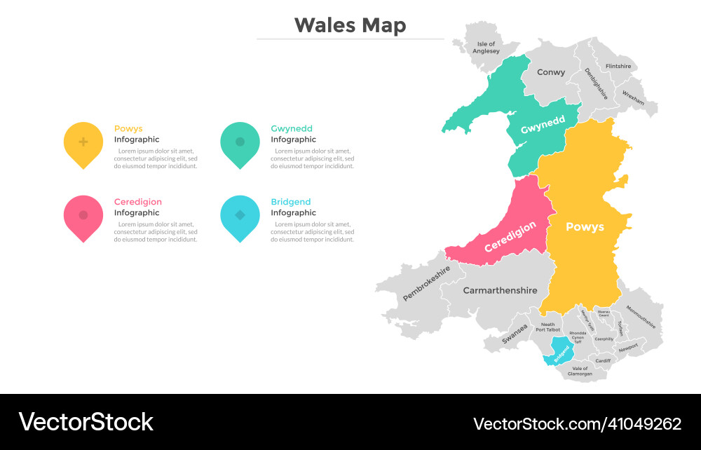 Wales Map Infographic Template Royalty Free Vector Image