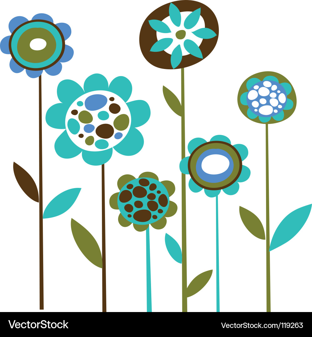 Cute retro flowers Royalty Free Vector Image - VectorStock