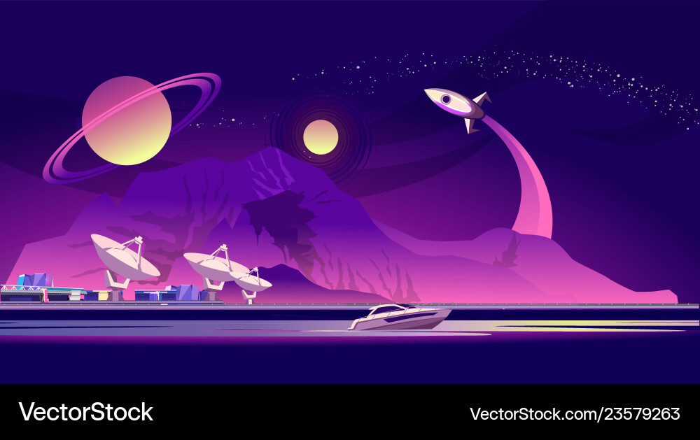 Futuristic Space Colony Royalty Free Vector Image
