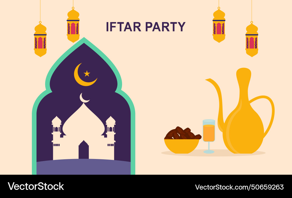 Iftar party celebration concept flyer Royalty Free Vector