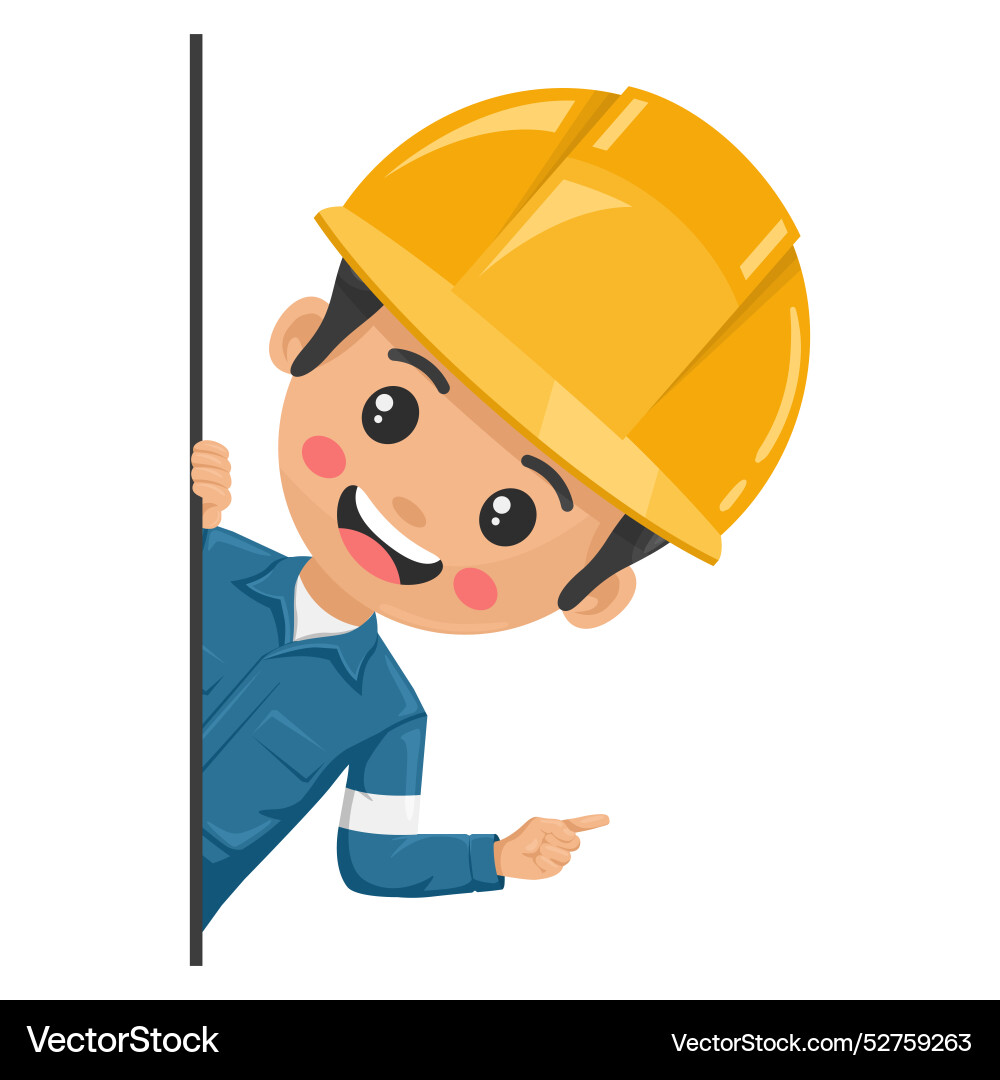 Industrial mechanical worker peeking out from Vector Image