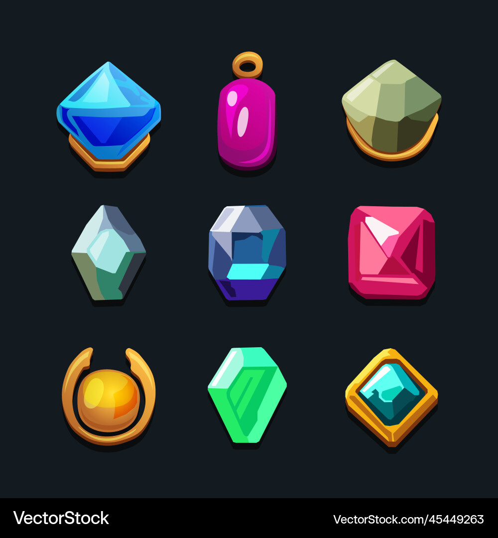 Jewelry gems set stone for game Royalty Free Vector Image