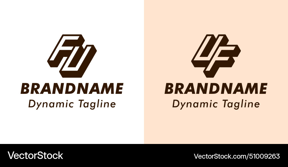 Letters fu and uf 3d monogram logo suitable Vector Image