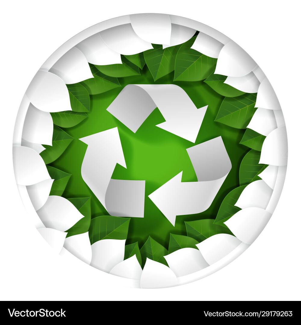 Paper Cut Recycling Symbol Royalty Free Vector Image