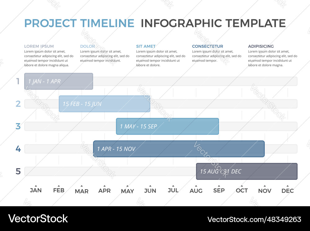 Project timeline - gantt chart Royalty Free Vector Image