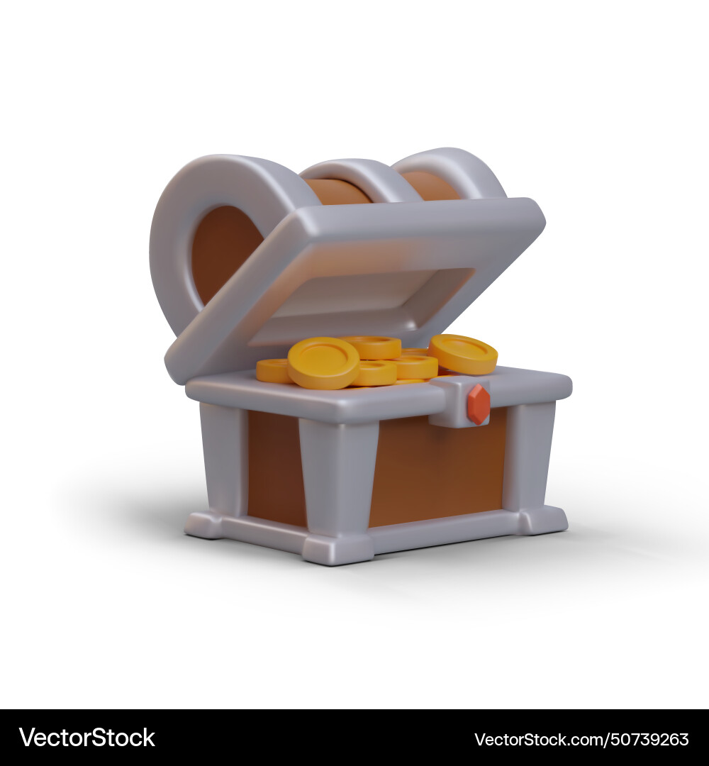 Side view of open treasure chest with collection Vector Image