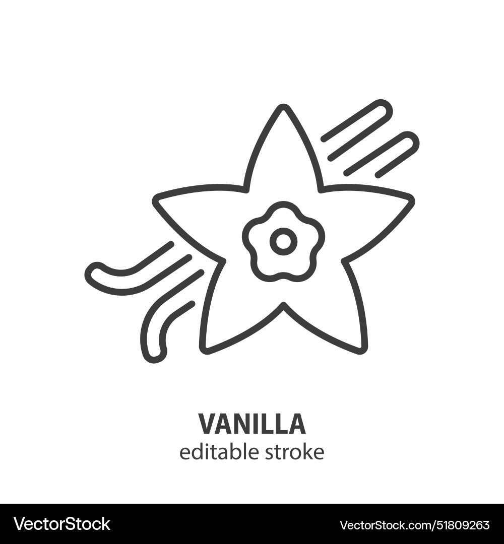 Vanilla line icon orchid flower Royalty Free Vector Image