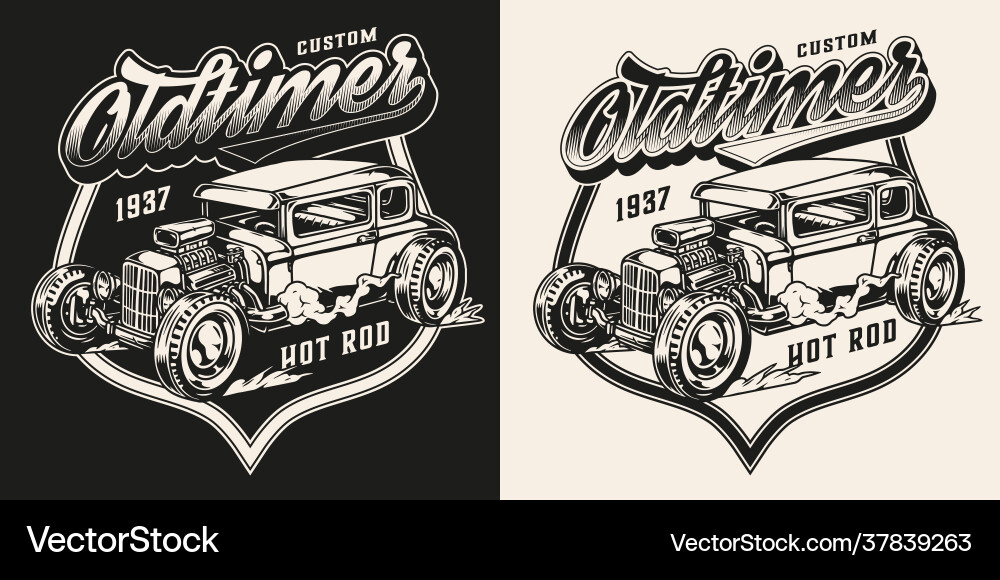 Vintage Hot Rod Badge Royalty Free Vector Image