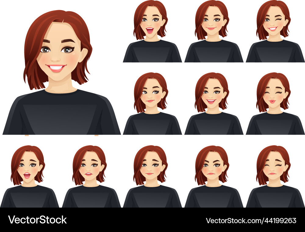 Woman expressions set Royalty Free Vector Image