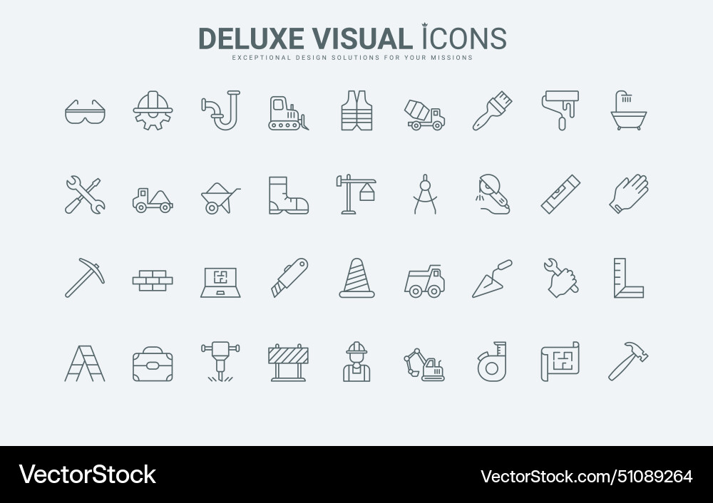 Construction site line icons set infrastructure Vector Image