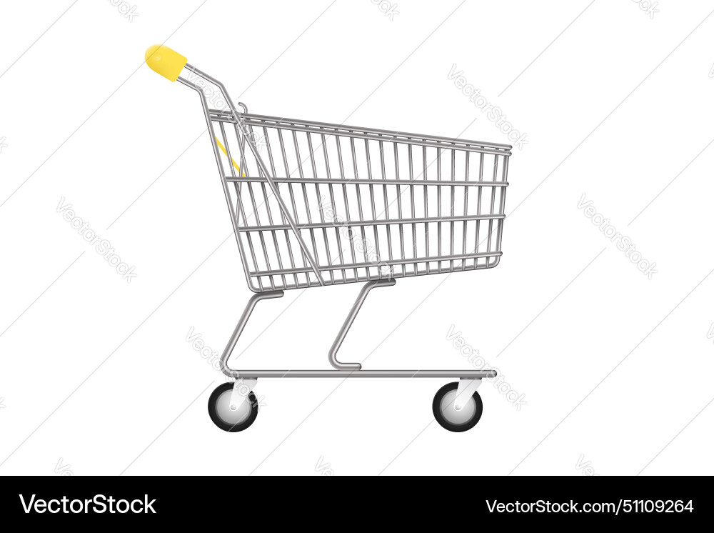 Empty classic shopping cart flat side view Vector Image