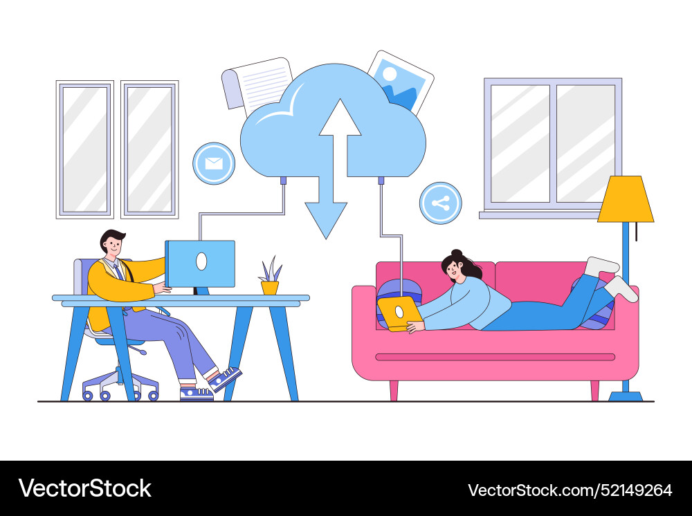 Flat business remote working online communication Vector Image