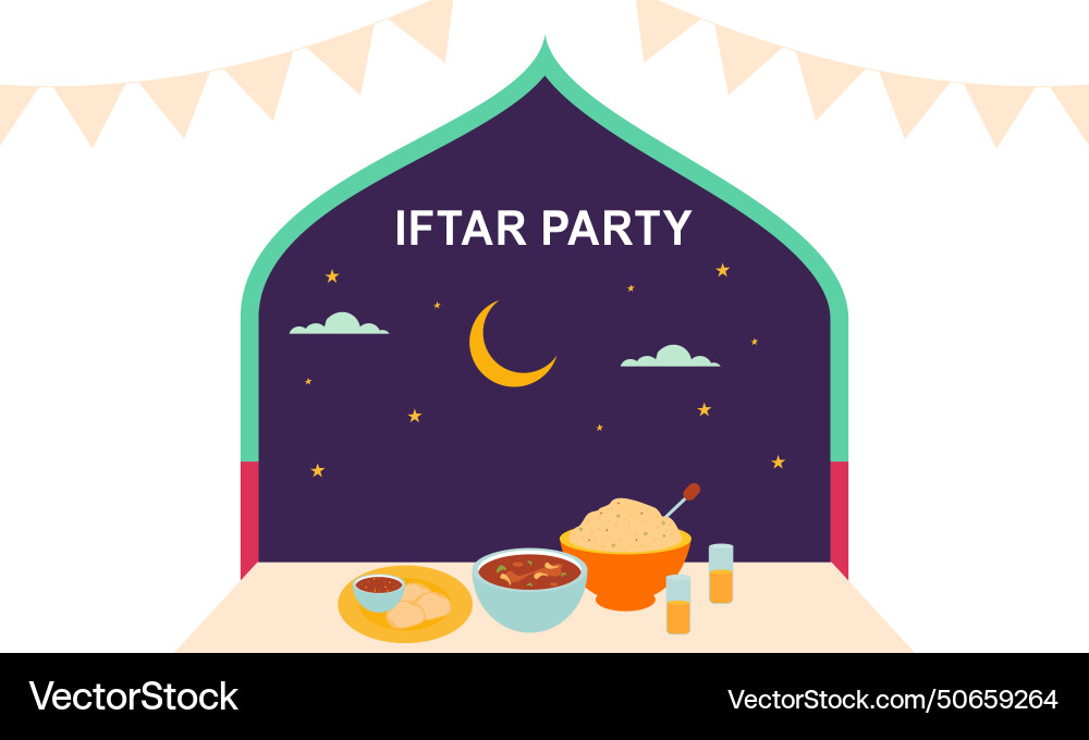 Iftar party celebration concept flyer Royalty Free Vector