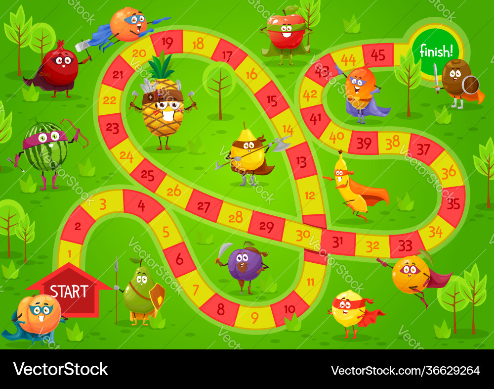 Kids board game step boardgame cartoon template Vector Image