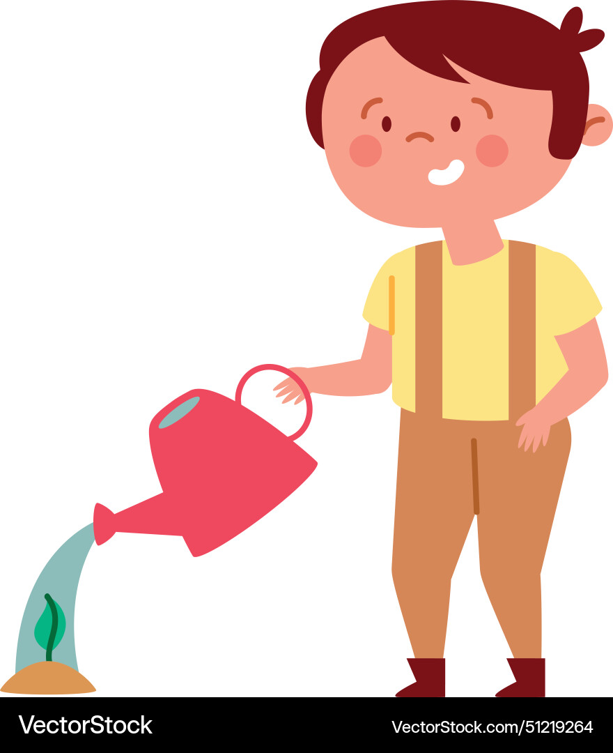 Little boy planting tree Royalty Free Vector Image