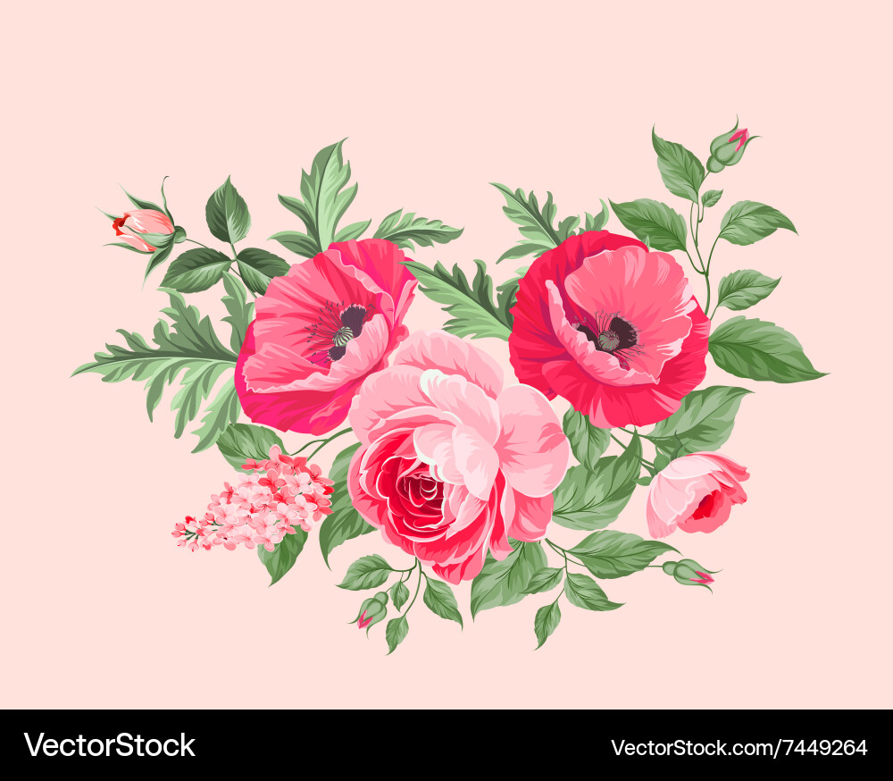 Poppy Floral Garland Royalty Free Vector Image
