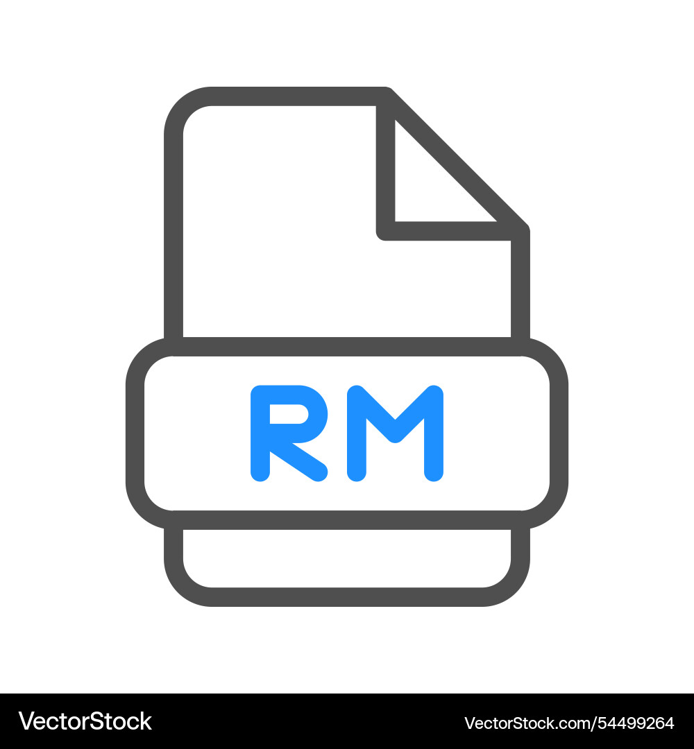 Rm file type icon video files with stylish Vector Image
