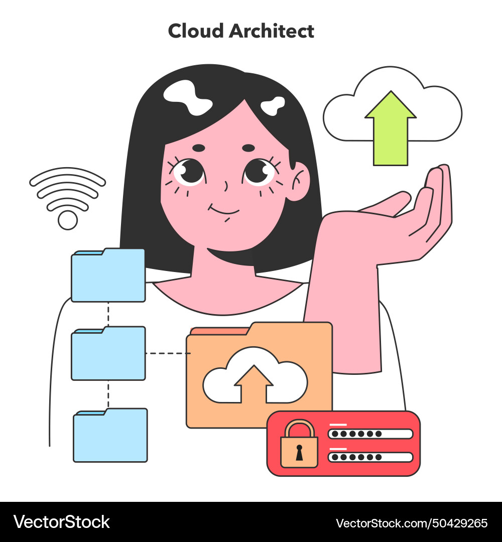 A cloud architect elevates data Royalty Free Vector Image