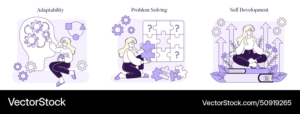 A visual narrative on adaptability in thought Vector Image