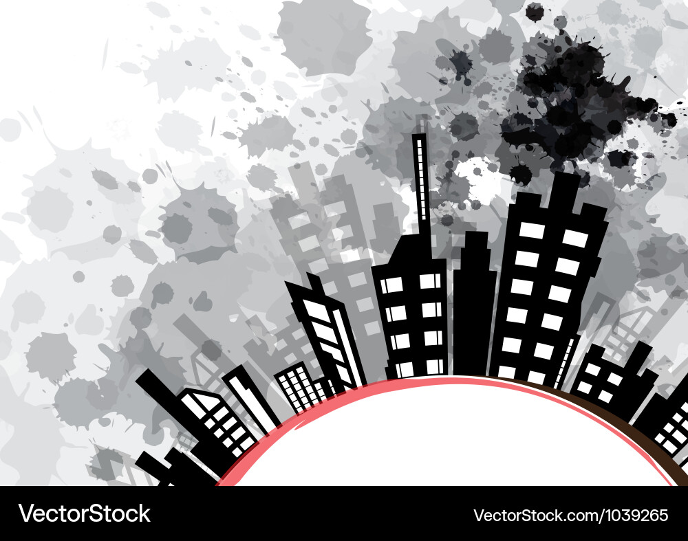 Abstract urban design with black ink splash Vector Image