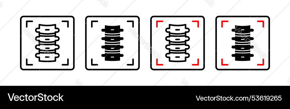 Body spine scan icon set medical backbone x-ray Vector Image