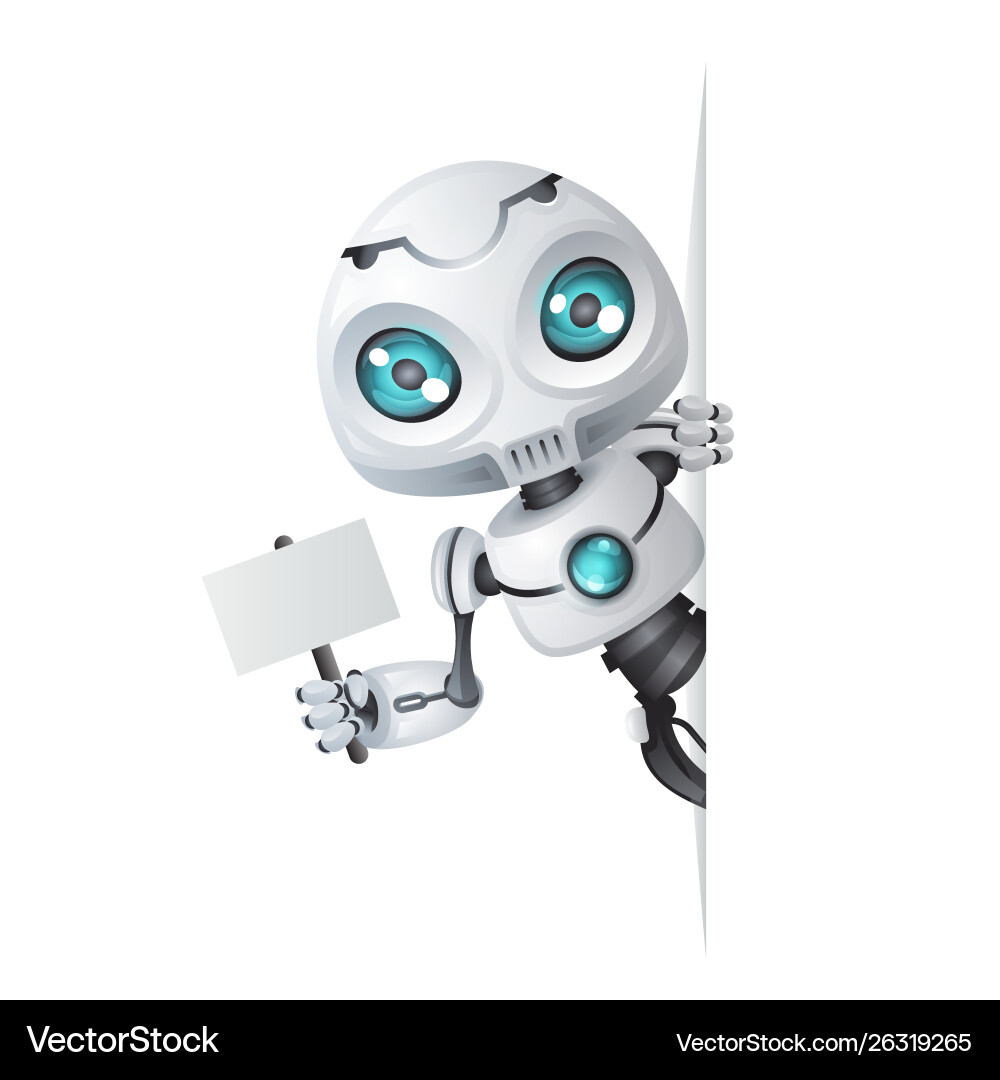 Cute robot look out corner technology science Vector Image