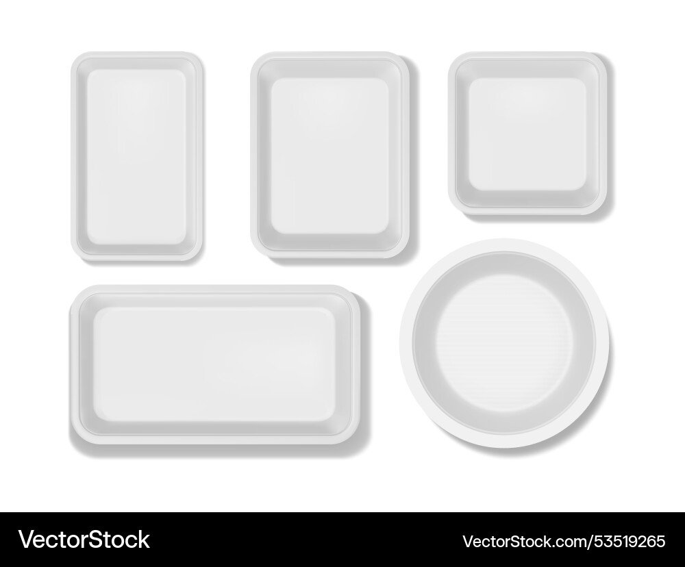 Empty disposable plastic trays Royalty Free Vector Image