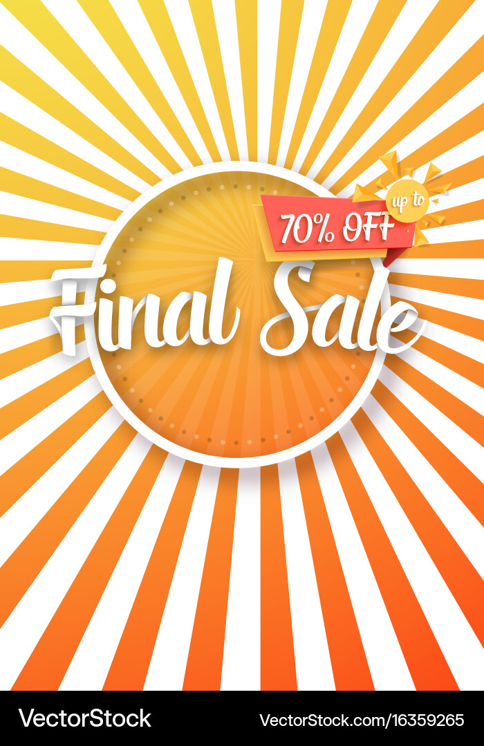 Final sale poster with sunburs lines Royalty Free Vector