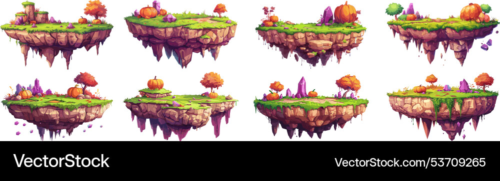 Flying islands cartoon concepts rocks Royalty Free Vector