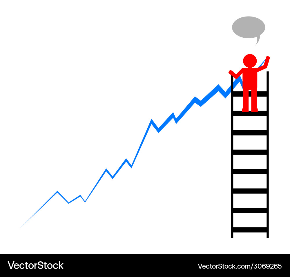 Leader draws financial profit growth chart Vector Image
