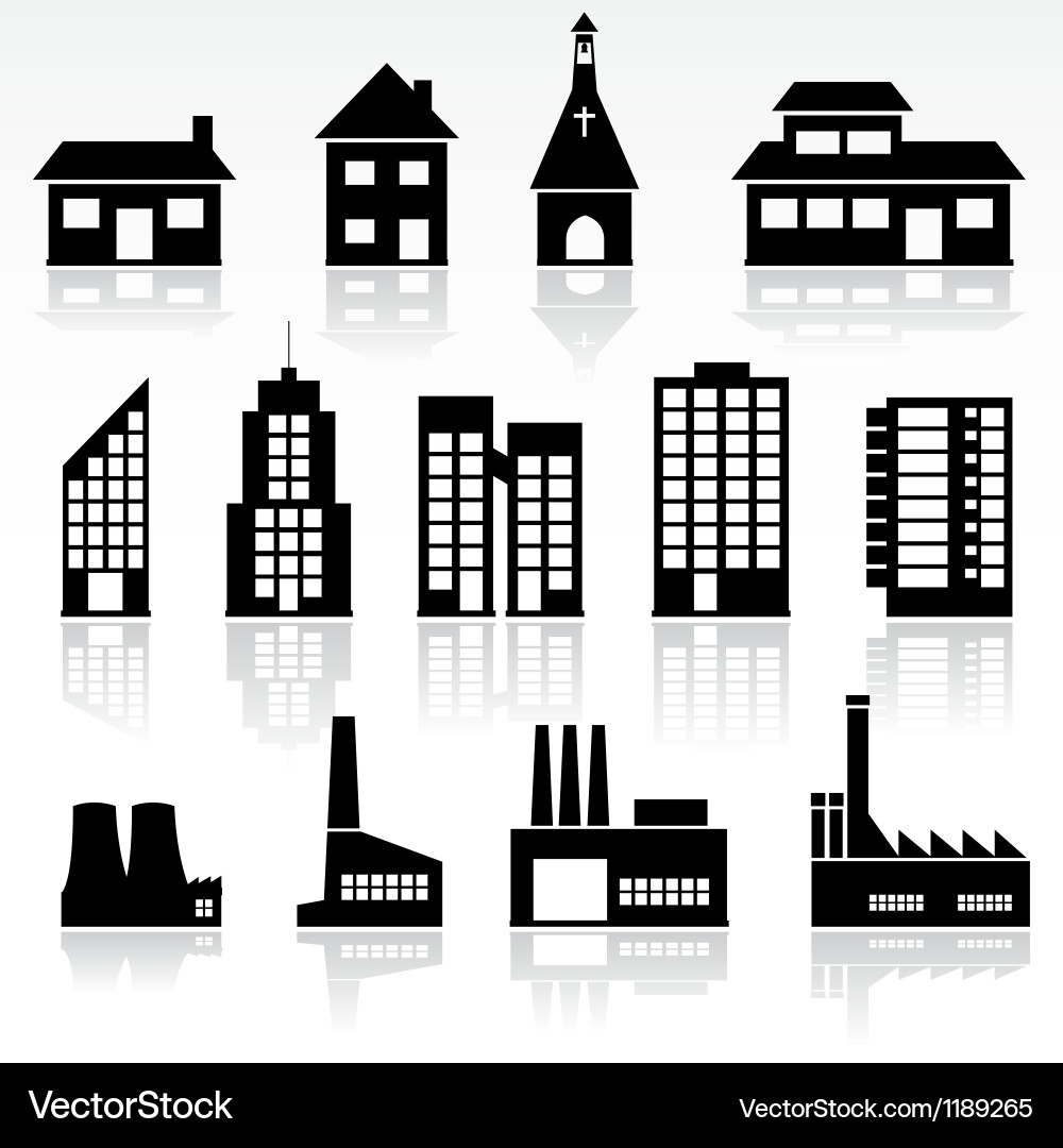 Modern Building Icons Royalty Free Vector Image