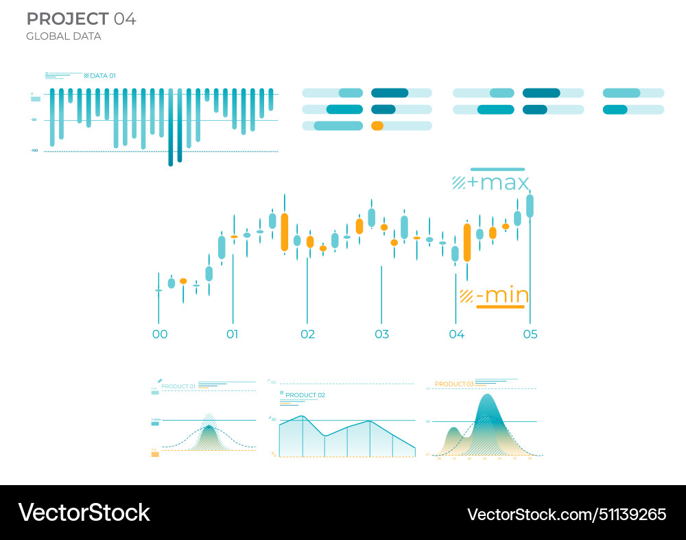 Modern business elements charts in color finance Vector Image