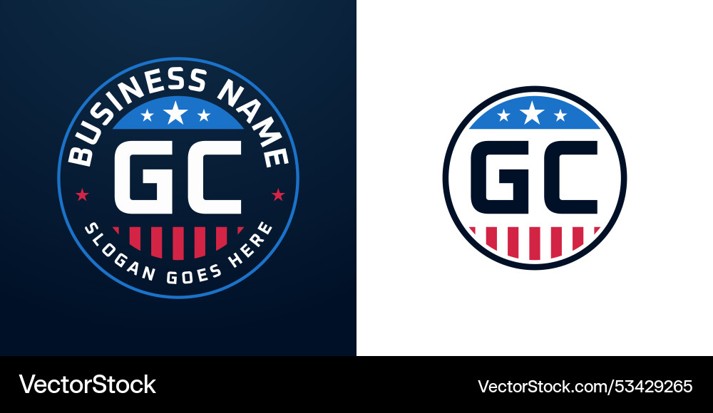 Patriotic gc logo design letter Royalty Free Vector Image