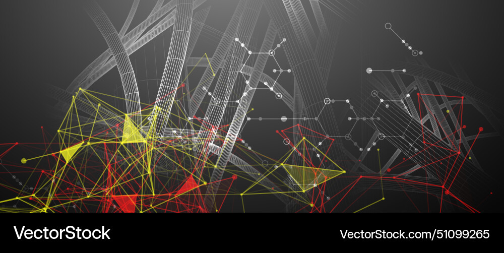 Sci-fi background wireframe dynamic pipes Vector Image