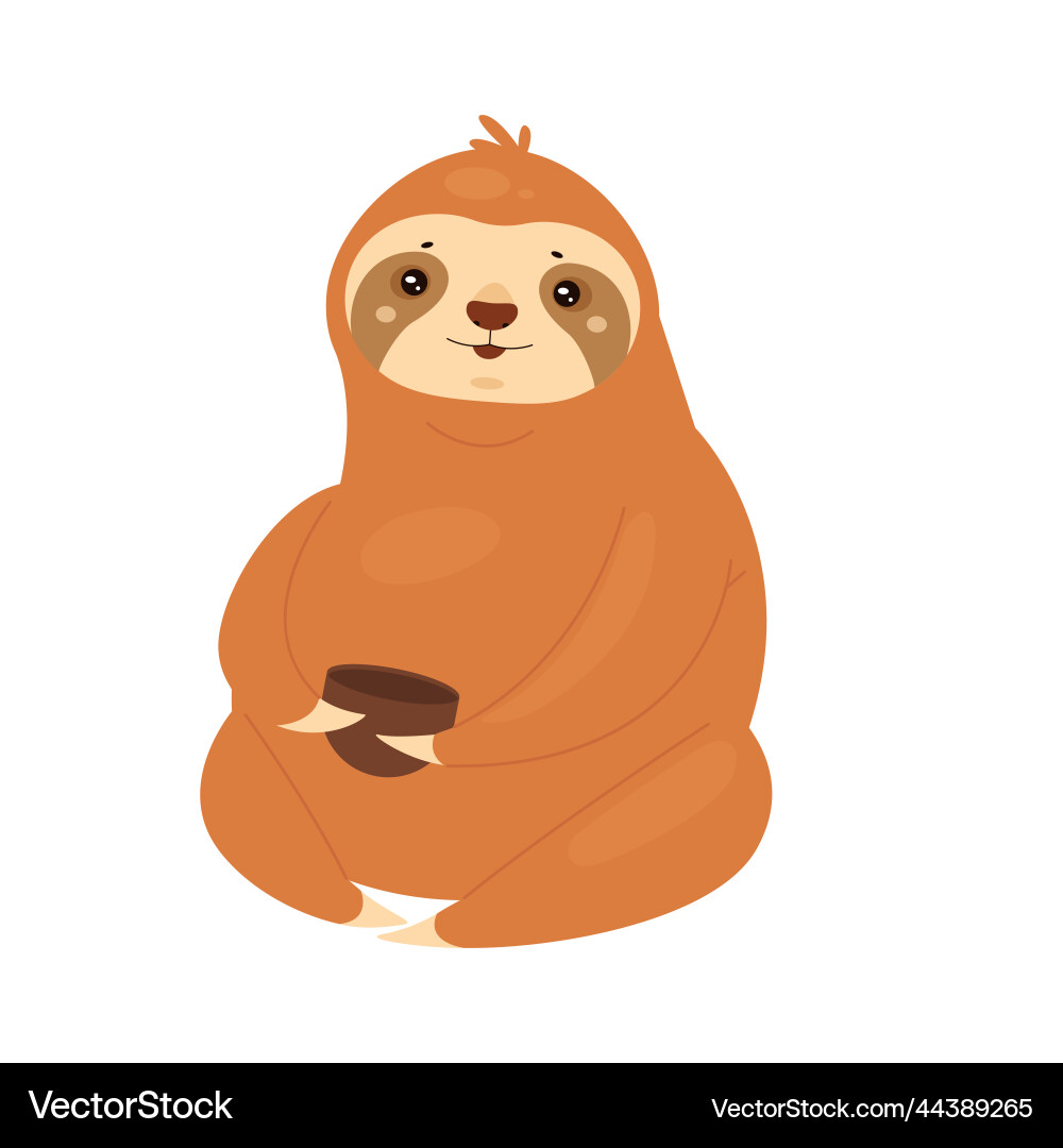 Sitting tropical sloth animal Royalty Free Vector Image