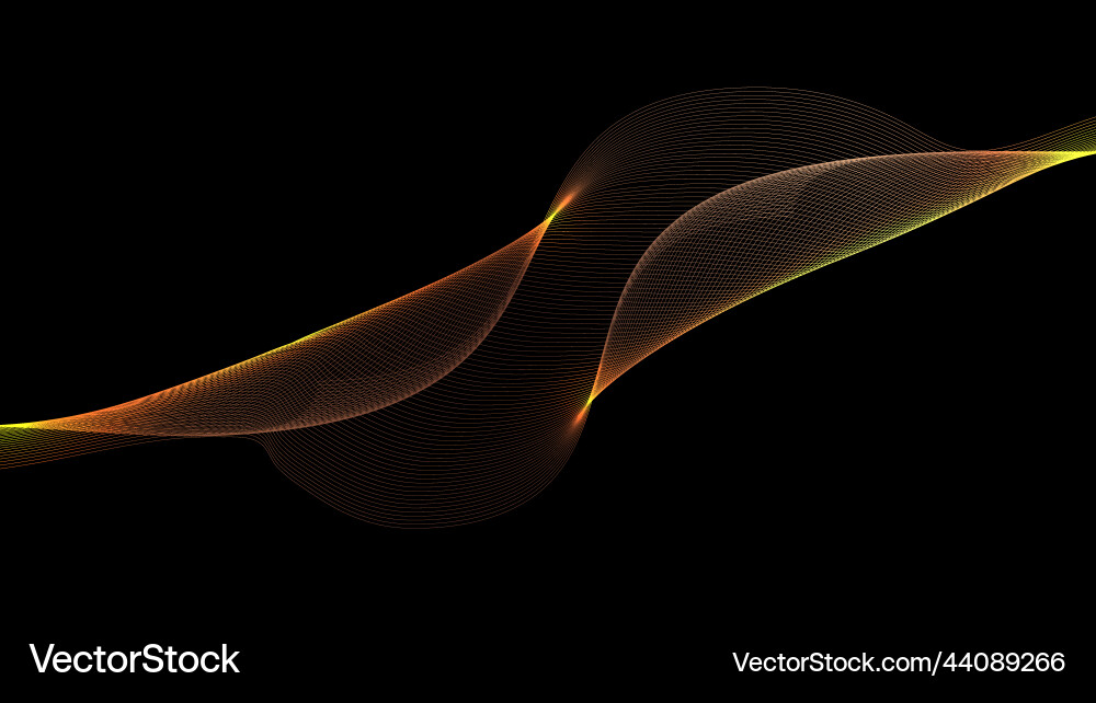 Abstract golden wave distorted lines Royalty Free Vector