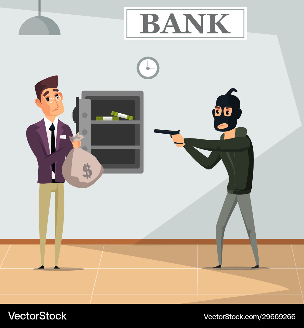 Bank Robbery Crime Scene Royalty Free Vector Image