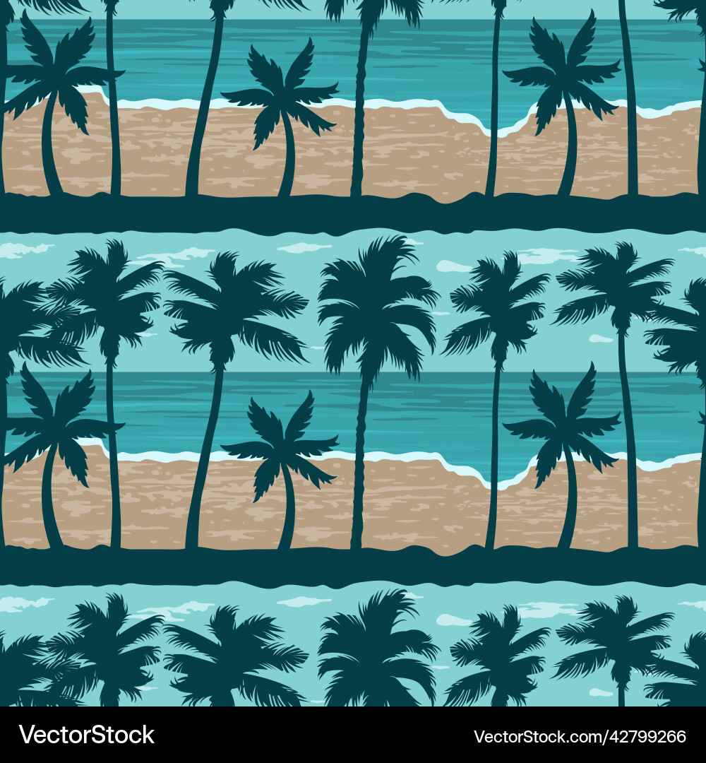 Beach palm colorful pattern seamless Royalty Free Vector
