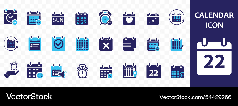 Calendar icon set Royalty Free Vector Image - VectorStock