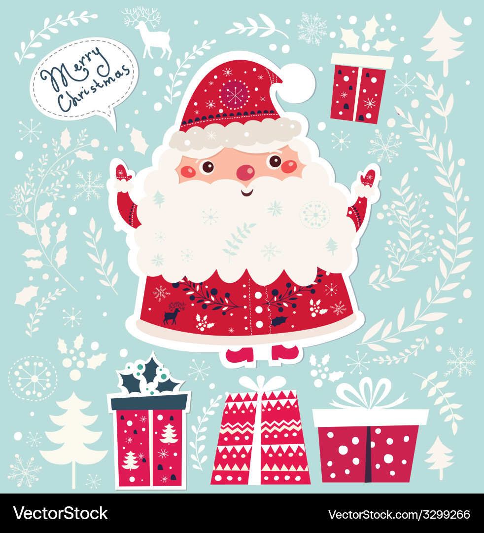 Christmas with santa claus Royalty Free Vector Image