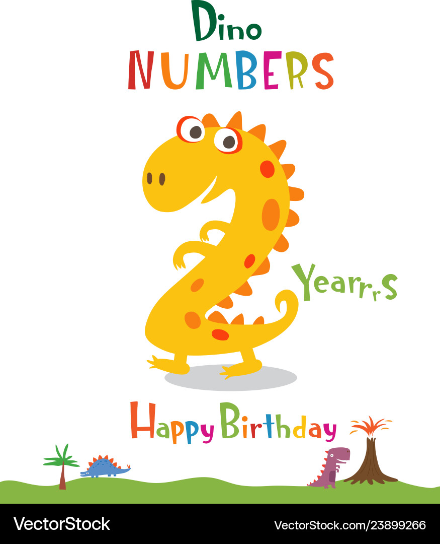Dinosaur Number 2 Birthday Royalty Free Vector Image