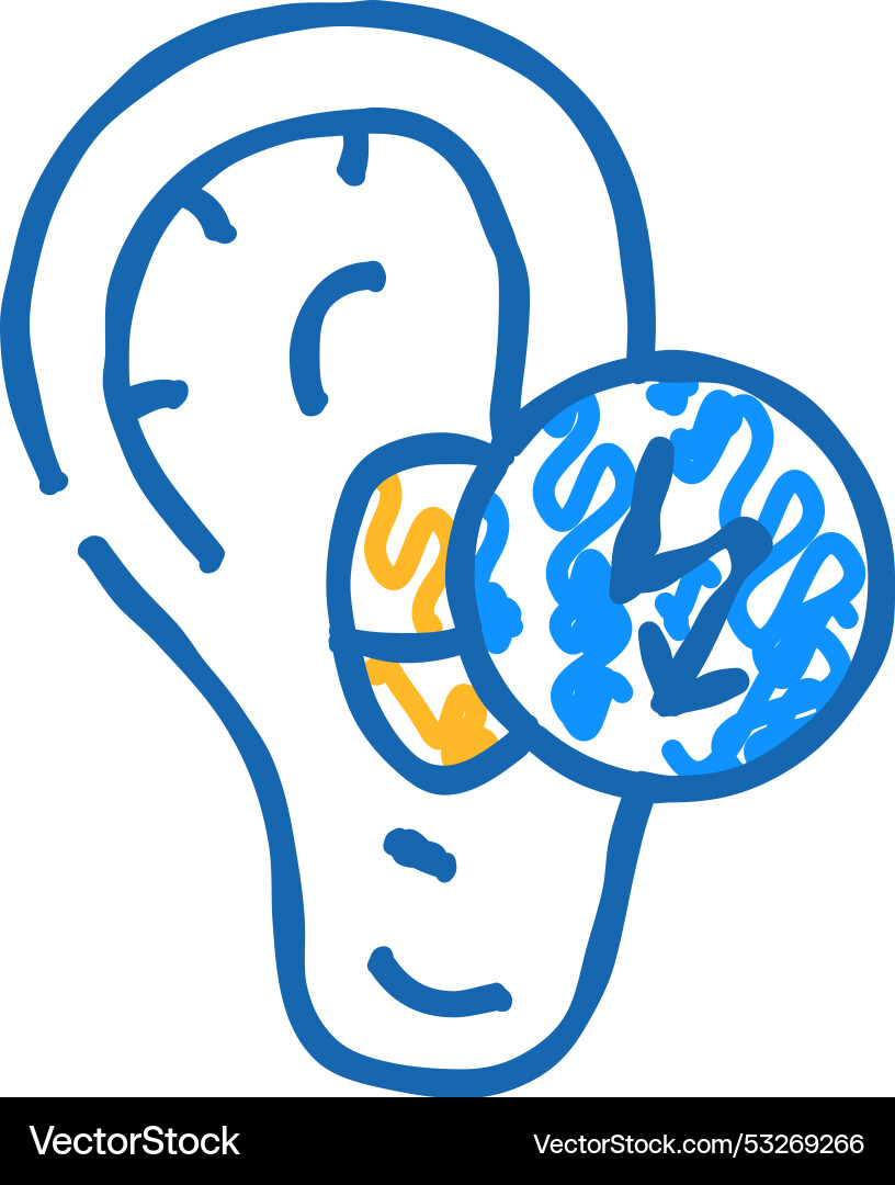 Ear cutting ache icon doodle Royalty Free Vector Image