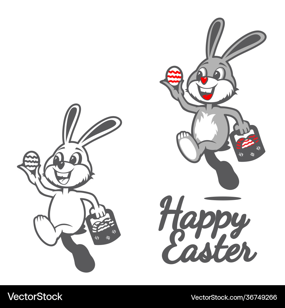 Happy easter bunny holding egg symbol Royalty Free Vector