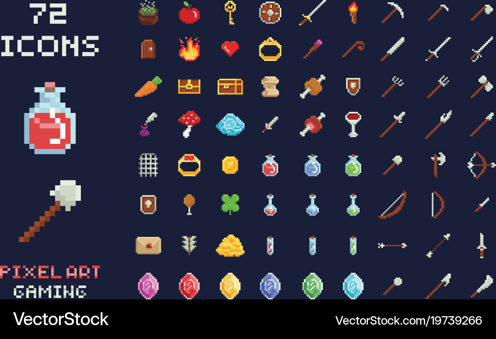Pixel art game design icon video Royalty Free Vector Image
