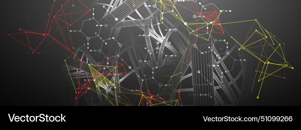 Sci-fi background wireframe dynamic pipes Vector Image