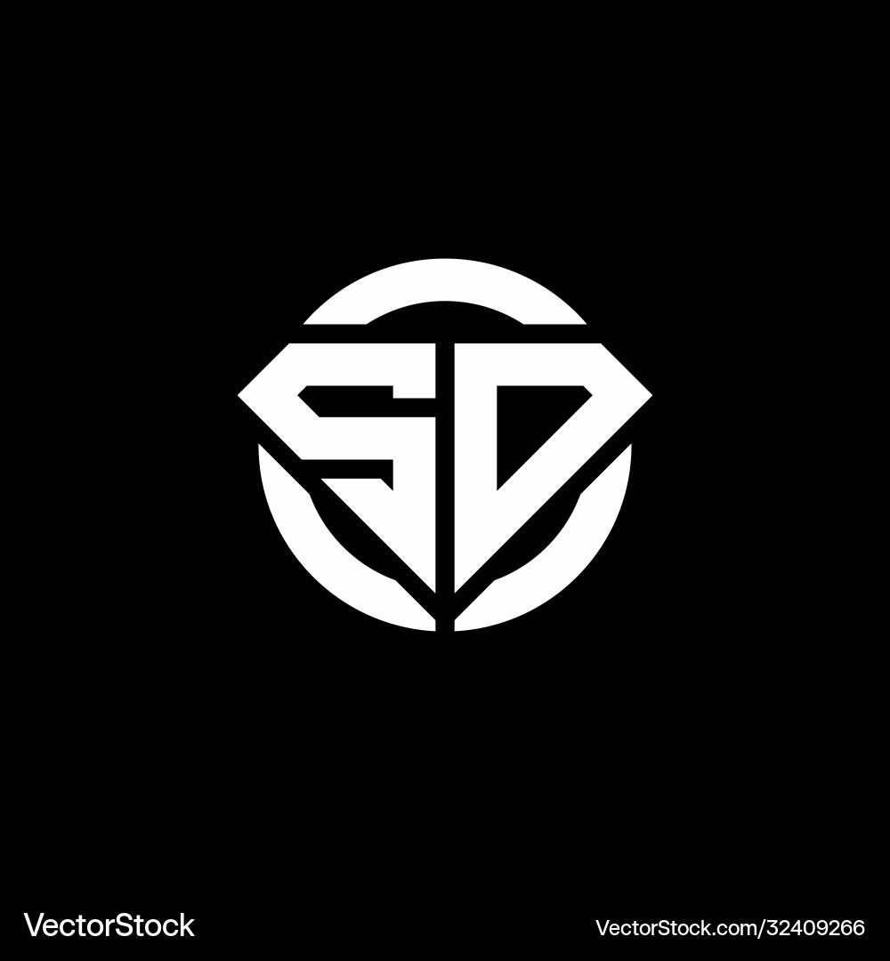Sd monogram logo with diamond shape and ring Vector Image