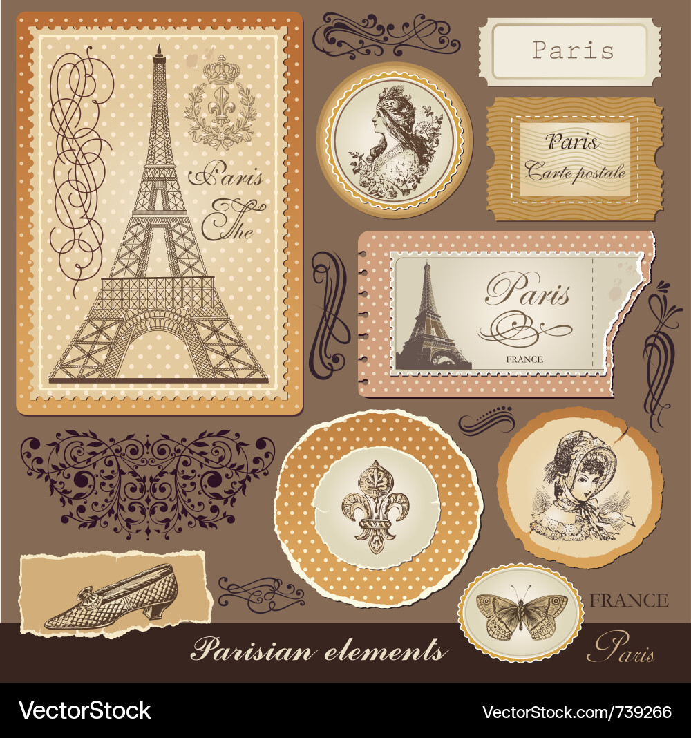 Symbols of paris Royalty Free Vector Image - VectorStock